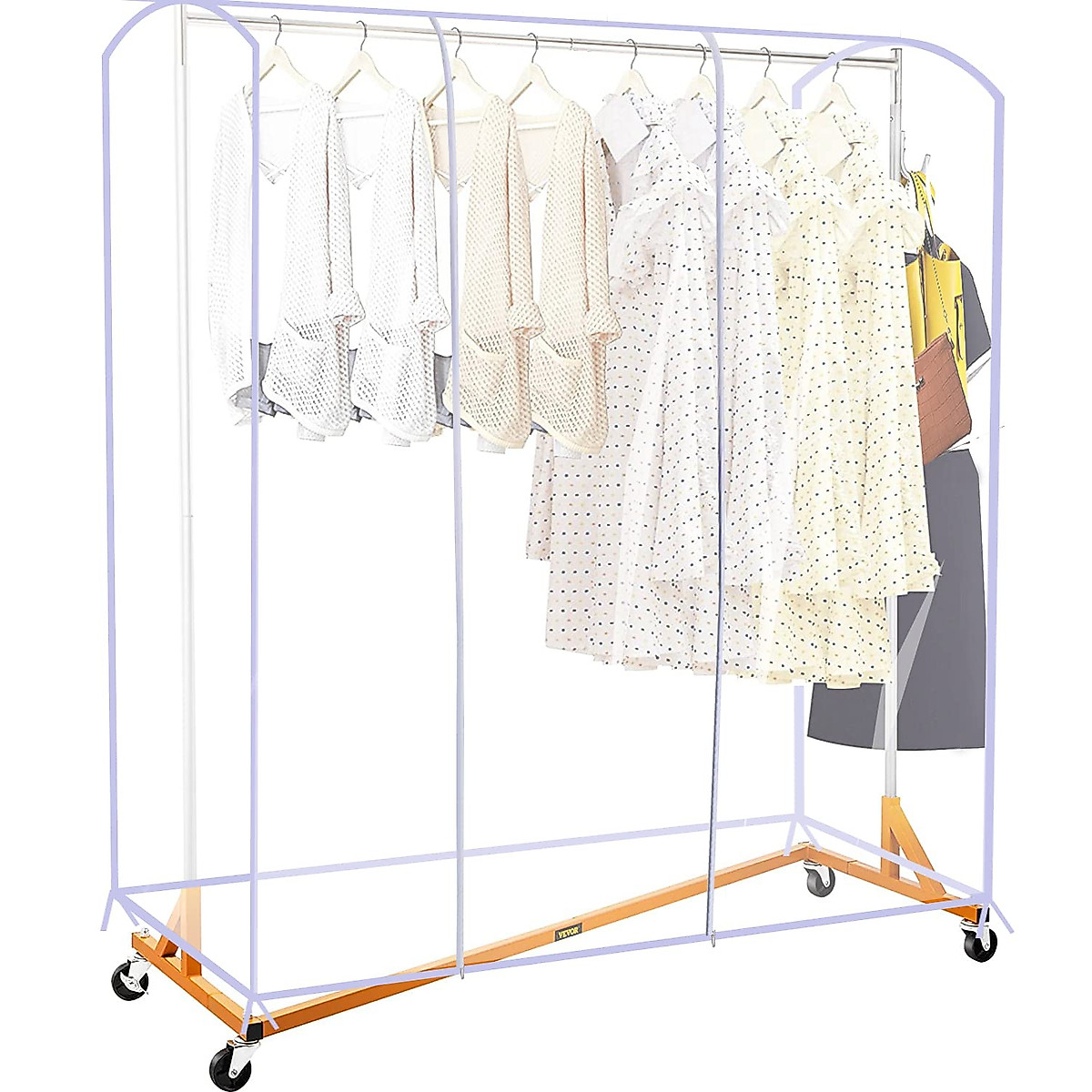 Ruibo Clear Garment Rack Cover Dustproof Clothes Rack Cover With 2 Durable Zipper/Clothing Waterproof Protector (L:71x20x60 inch), Ethylene Vinyl Acetate