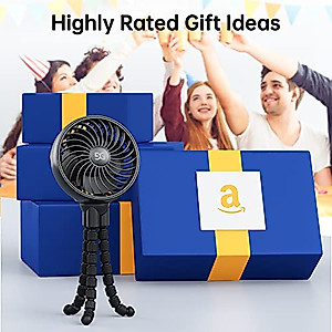 GUSGU Stroller Fan with Flexible Tripod Clip on, Mini Portable Fan USB Rechargeable Battery Operated, Small Personal Handheld Fan Cooling for Bed, Car Seat, Travel, Camping
