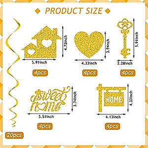 40 Pieces Housewarming Party Decorations Welcome Home Decorations Glitter Gold Hanging Swirls Welcome Home Party Hanging Swirl Supplies Housewarming Hanging Signs for Welcome Home Party Decorations