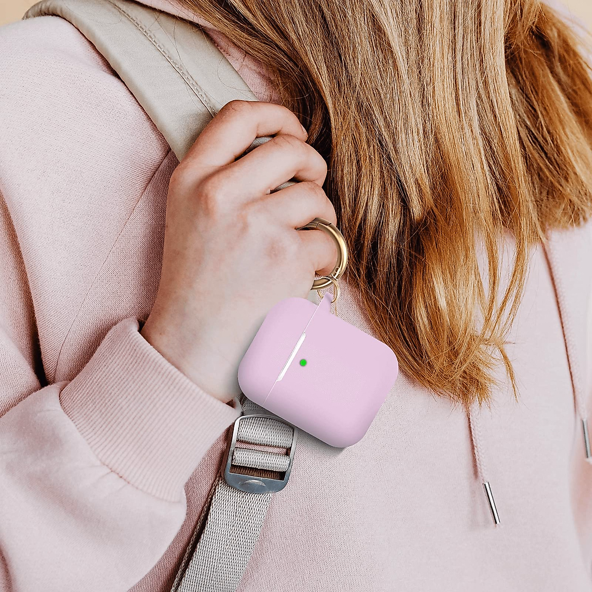 MOLOPPO for AirPods Case Cover with Cleaning Pen，Soft Silicone Protective Cover with Buckle for Women Men Compatible with Apple AirPods 2nd 1st Generation Charging Case, Front LED ，Rose Pink