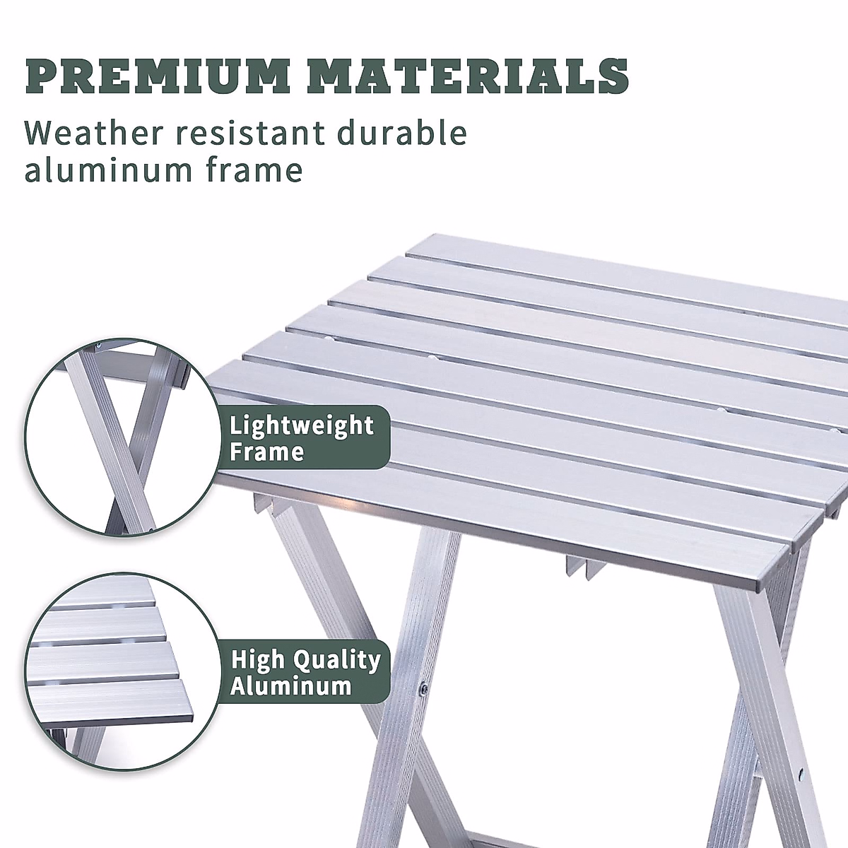 SUNNYFEEL Folding Camping Table - Lightweight Aluminum Portable Picnic Table, 18.5x18.5x24.5 Inch for Cooking, Beach, Hiking, Travel, Fishing, BBQ, Indoor Outdoor Small Foldable Camp Tables