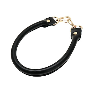 Semetall Black Purse Straps Replacement 2 Pack 40cm/15.7" Total Length PU Leather Handbag Handles Black Leather Purse Handles with Metal Button