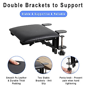 eulps Foldable Desk Extender Tray, Arm Rest for Desk, Ergonomic Forearm Leather Soft Armrest Support, Wrist & Elbow Pad for Home and Office, Easy Typing & Pain Relief