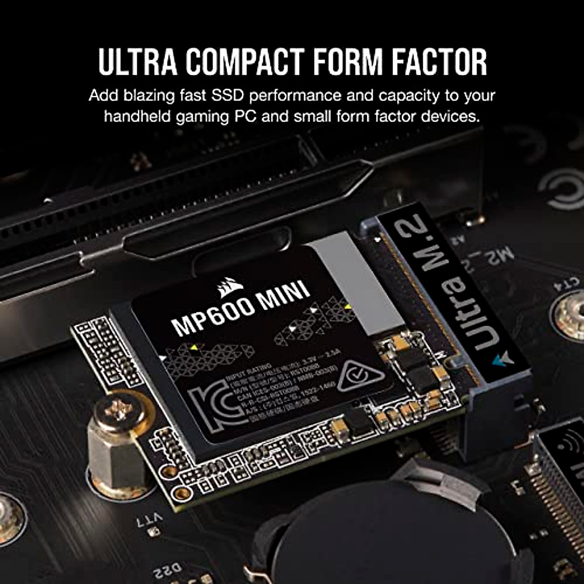 Corsair MP600 Mini 1TB M.2 NVMe PCIe x4 Gen4 2 SSD – M.2 2230 – Up to 4,800MB/sec Sequential Read – High-Density 3D TLC NAND – Great for Steam Deck and Microsoft Surface – Black