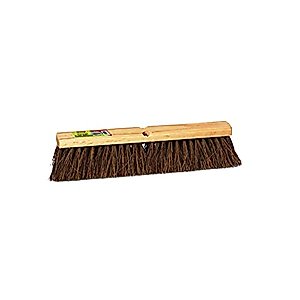 Unvert Push Broom Indoor and Outdoor Floor Sweep Use, 24 Inch, Heavy Duty Hardwood Block, Palmyra Bristles Scrub Brush, Two Threaded Handle Holes, Cleaning Broom for Patio Garage, Deck, Or Home Use