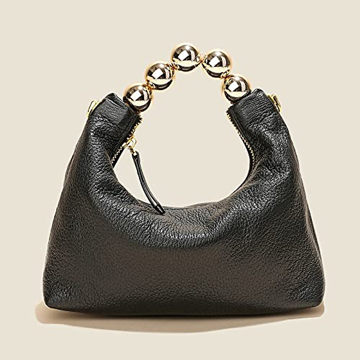 Purses and Handbags for Women Fashion Ladies Pearl bead Top Handle Satchel Shoulder Chain Crossbody Bag (Black)