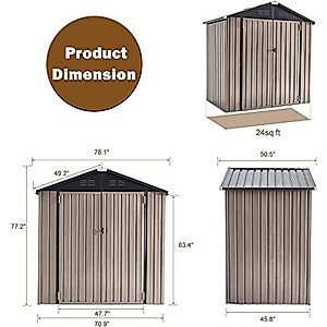 U-MAX 6 x 4FT Outdoor Storage Shed, Lockable Bike Shed,Garden Shed &Tool Shed for Backyard, Patio, Lawn