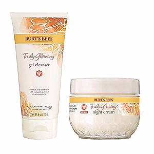 Burt's Bees Truly Glowing Moisture Bundle - Face Cleanser 6 Ounces and Night Face Cream 1.8 Ounces