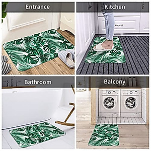 Bathroom Rugs Tropical Palm Leaves,Bath Mat Set Soft Anti-Slip Shower Bathroom Toilet Cover Rugs