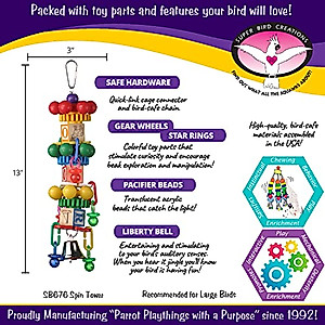 Super Bird Creations SB676 Spin Tower Bird Toy, Large Bird Size, 13" x 3" x 3"
