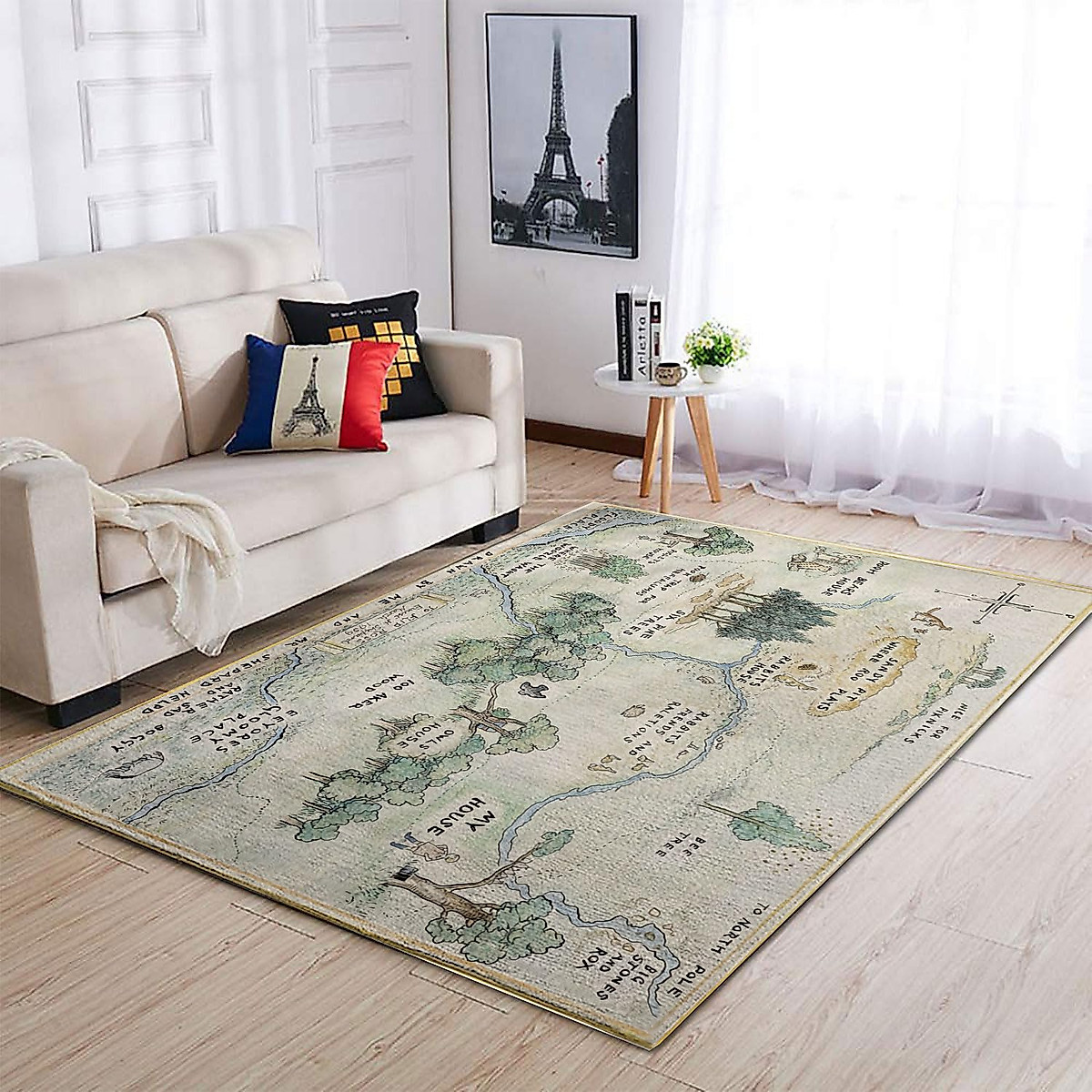 SHOUSE 100 Acre Wood Map Rug, Winnie The Pooh Hundred Acre Wood Rug, Winnie The Pooh Area Rug for Nursery, Washable Rug, Winnie The Pooh Rug for Nursery, Living Room Rug, Nursery Rug (72 * 48 inches)