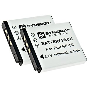 Synergy Digital Digital Camera Batteries, Compatible with Fujifilm NP-50, NP-50A Digital Camera Batteries (li-ion, 3.7V, 1000 mAh), Set of 2