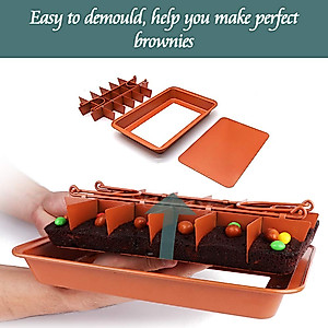 Brownie Pan with Dividers Baking Tray All Edges-Only - Bite Size Baking Steel Corner Brownies Pan with Cutter, Makes 18 Pre-cut Brownies Perfect All at Once