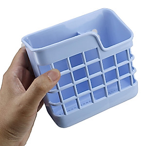 EIKS Plastic Utensil Holder Silverware Organizer Cutlery Drying Rack with Wall Mount Self Adhesive, Having 2 Divided Compartments - Total 2 Pack