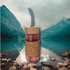 Miller Eclipse Cork Tea Infuzer Glass 12oz 350ml Iced Coffee Overnight Oats Dual-lid On the Go Stylish