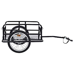 vidaXL Two-Wheeled Bike Cargo Trailer with Quick-Release Hitch and High Load Capacity, Versatile, Compact and Durable Steel Construction, Easy Assembly – Black