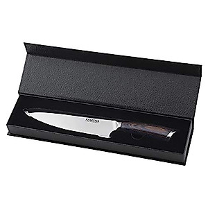 KASEENA Chef Knife - 8 Inch Chef's Knives, Professional Kitchen Knife, High Carbon Stainless Steel Sharp Paring Knife, Cooking Knife With Ergonomic Pakkawood Handle And Highe-Quality Leather Gift Box