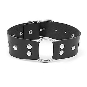 Sethain Punk Leather Choker Necklace Black Gothic Wide Leathers Chokers Collar Necklaces Halloween Jewelry Accessories for Women (Black)