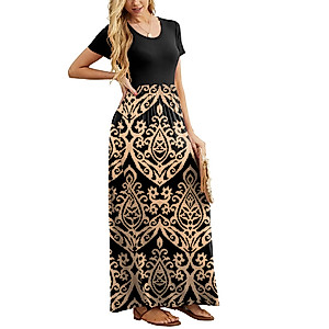 GRECERELLE Womens Summer Maxi Dress Casual Soft Loose Long Dresses for Graduation Resort Hawaiian Plus Size 2XL, Boho Khaki