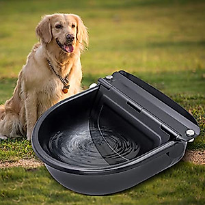KHEARPSL Automatic Dog Water Bowl with Float Valve, Stainless Steel Water Trough, Automatic Waterer for Livestock Dog Horse Cattle Chicken Pig Goat (Black)