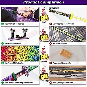 Jorumo Demon Slayer Sword Building Set, 39in Kokushibo Sword Building Block with Scabbard and Stand, Handmade Cosplay Anime Sword Toy Building Set for Collecting and Gifting, 789 pcs