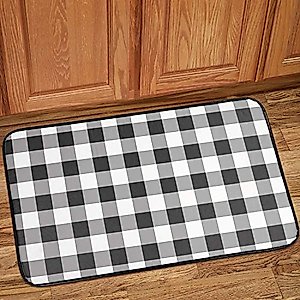 Sweet Home Collection ACH-ANTFMBBK Memory Foam Anti Fatigue Kitchen Floor Mat Rug, 30" x 18", Buffalo Check Black/White
