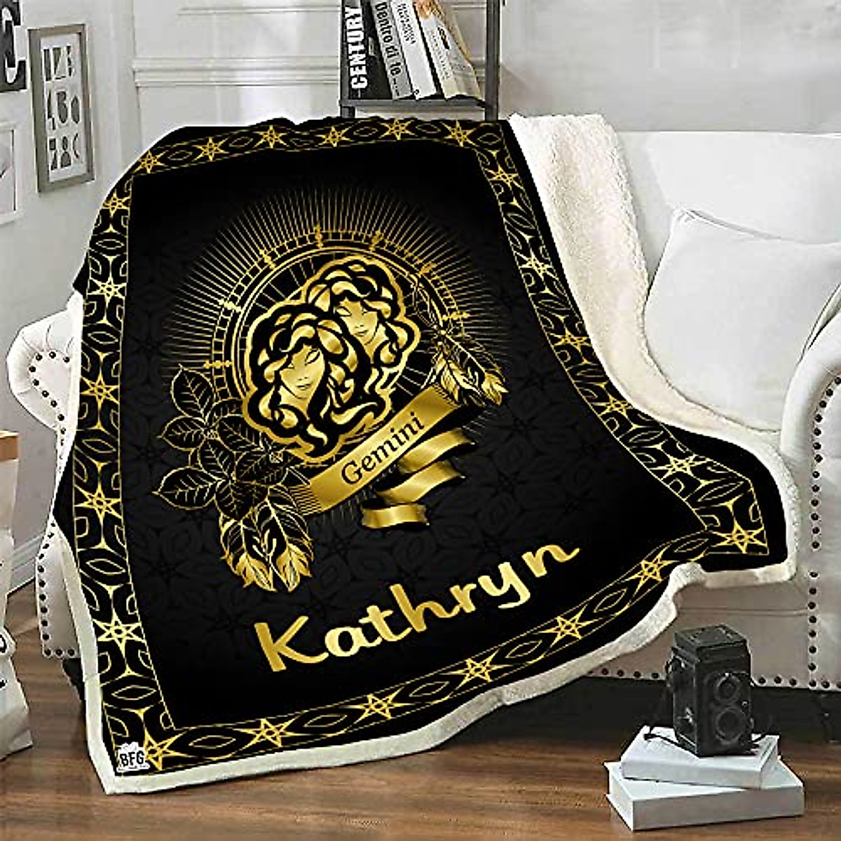 Gemini Blanket, Customized Zodiac Blanket, with Custom Names, Horoscope Design, for Friends and Family, Birthday, Christmas, House Warming Gift, Super Soft and Warm Blanket