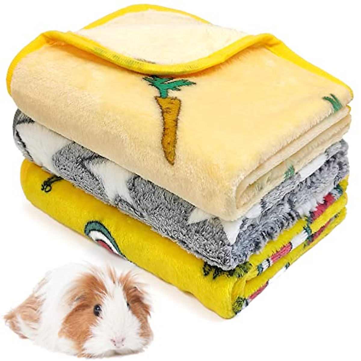 Tierecare Guinea Pig Blanket (3 Pack) Ultra Soft Pet Fleece Blankets Warm Sleep Mat Flannel Sofa Cover for Dog Cat Hamster Rabbit Fluffy(S)