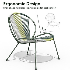 Grand patio 3-Piece Outdoor Acapulco Chair Set, Patio Furniture Set with Wicker Rope, Bistro Table and 2 Low Seat Chairs, Cool Olive Green