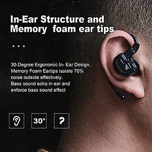 KONG-X Wireless Earbuds, Rotatable Ear Hooks for Ultimate Comfort and Secure Fit for Sports, Hybrid Dynamic Drivers and Armature Drivers, Deep Bass, Waterproof, SweatProof, 25H Play Time