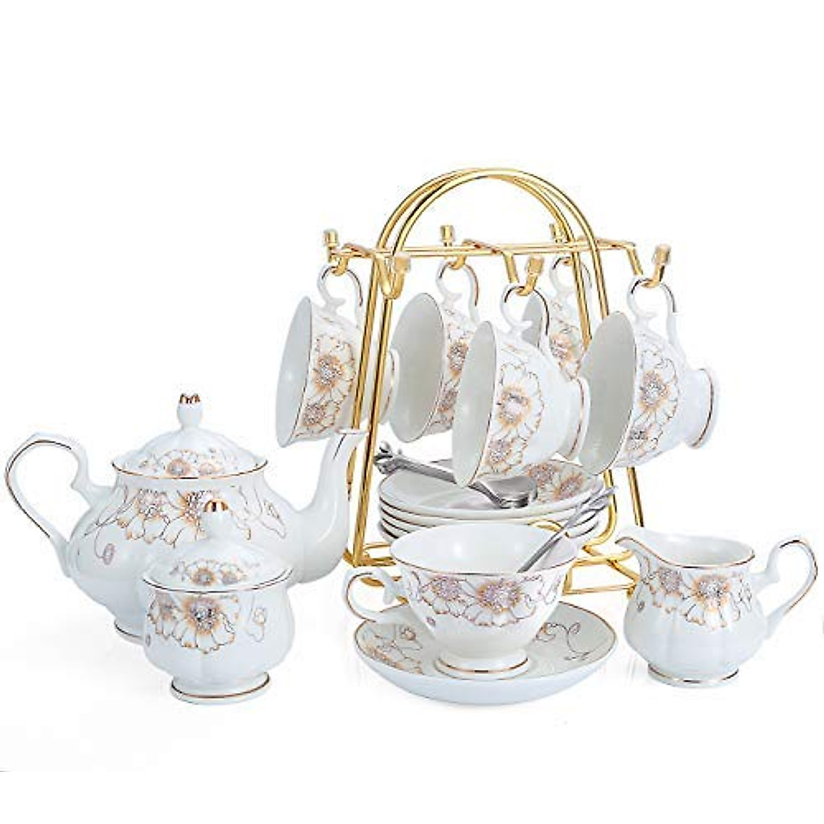 CHENP.HMC Home Storage Mug Hooks Stainless Steel Wire Rack Display Stand Service for Tea Cups,Bracket,Gold Metal Stand for Coffee Cups and Saucers.…