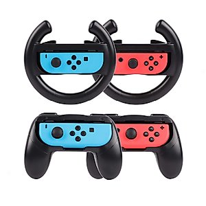 Switch Steering Wheel for Switch Accessories-Gifts for Men Gadgets Accessories for Switch Mario Kart Racing Game, Racing Wheel 4 Packs Lightweight Gadgets With Comfort Handle for Family Party