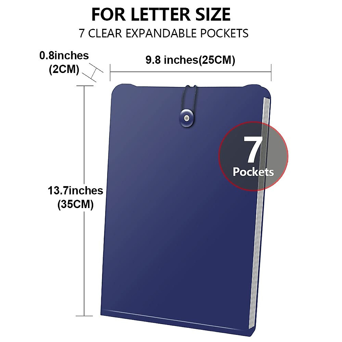 Credibility Accordion File Folder Organizer, 2 Packs Vertical Expanding According Plastic File Folder Bag with 7 Pocket and Labels for A4 Letter Size Paper Document, Bungee Closure, 13.78” x 9.84''