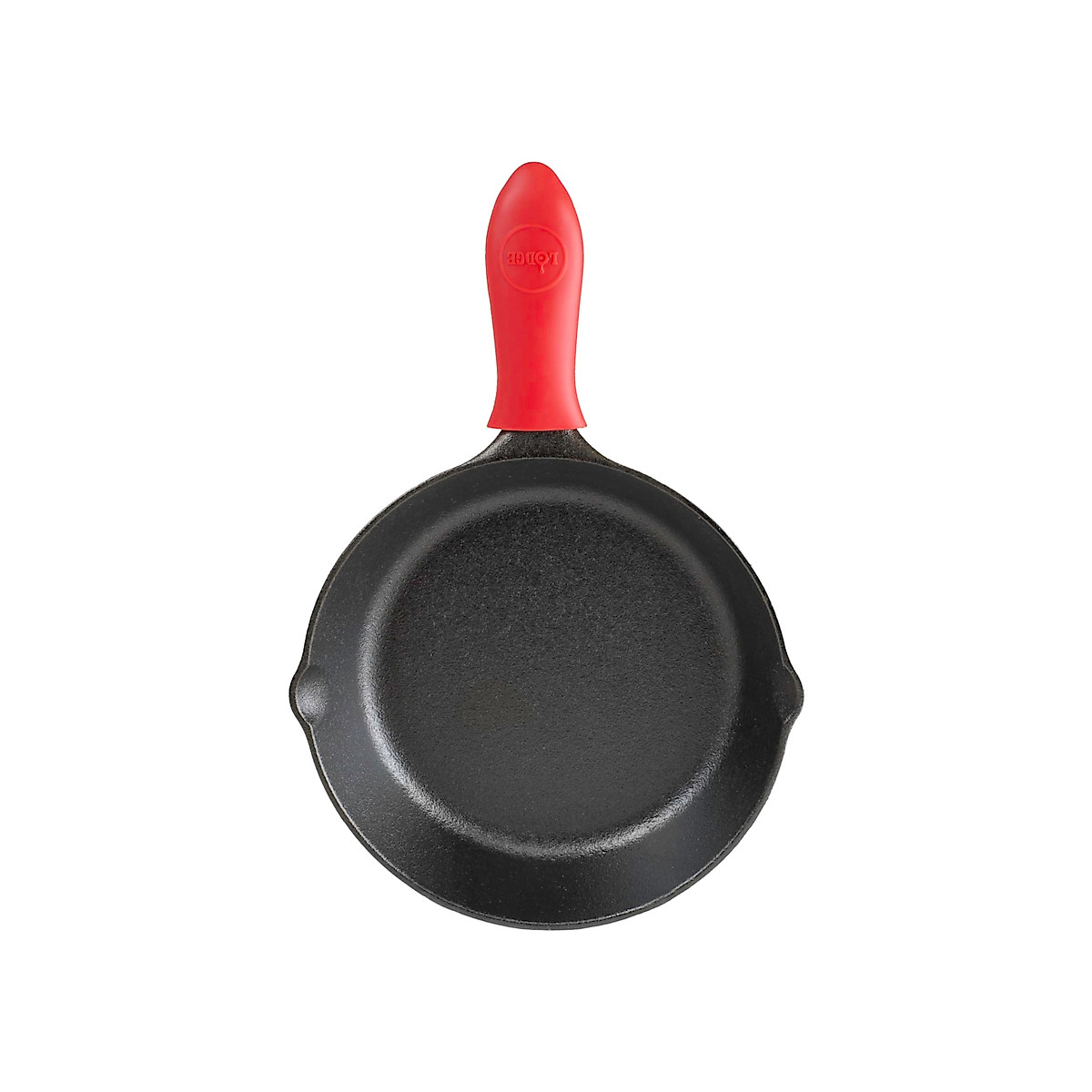 Lodge Cast Iron Skillet with Red Mini Silicone Hot Handle Holder, 8-inch