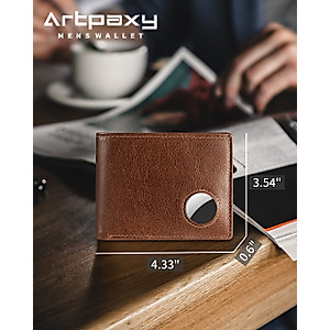 Mens Wallet With AirTag Holder, Bifold Leather RFID Blocking 2 ID Windows 12 Card Holders, Gift Box and Screen Protector Included, AirTag Not Included
