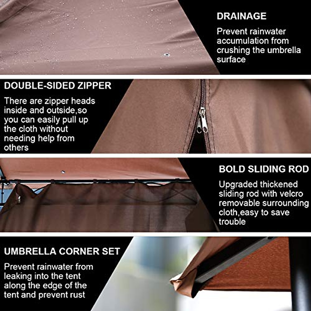 10' X 10' Gazebo Canopy Tent Outdoor Gazebo for Patios with Sidewall and Fabric,Large Party Tent,Metal Frame Water Resistant Wedding Tent,UV Block Sun Shade for Garden Backyard Lawns Deck,Brown