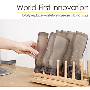 haakaa Reusable Silicone Breastmilk Storage Bag(9oz,5pk) Bottle Cleaning Brush Set| Breastmilk Freezer Bag|Breastfeeding Milk Pouch|Breast Pump Bag|Self Standing Storing Pouch- BPA Free- No Leak