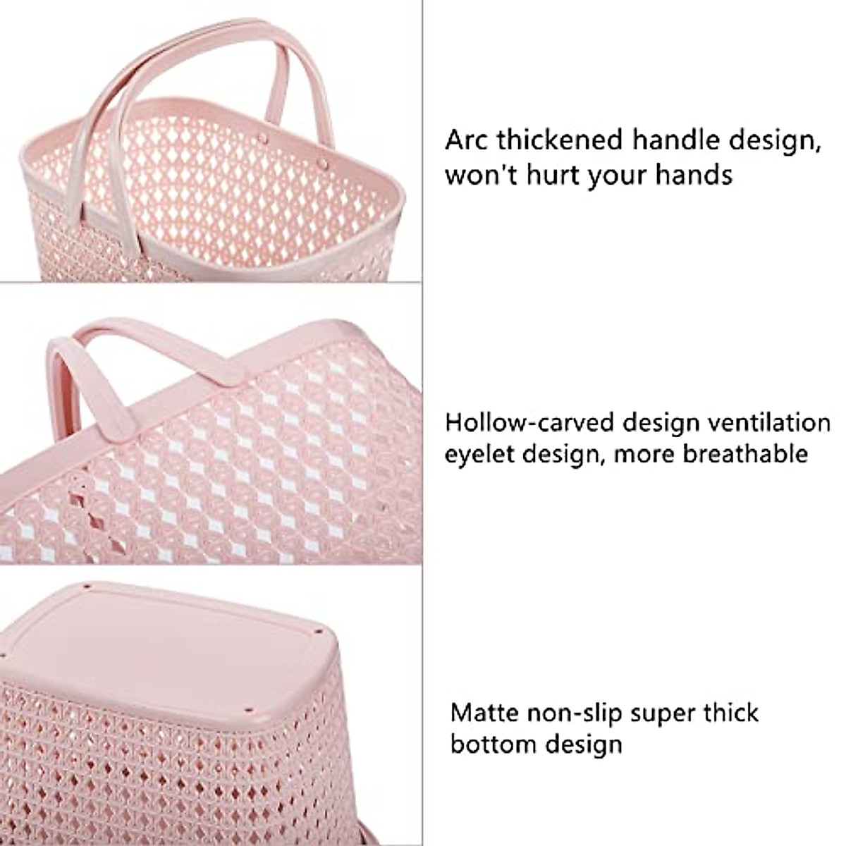 Frcctre 3 Pack Portable Shower Caddy Basket, Plastic Storage Baskets with Handle, Plastic Tote Storage Basket Toiletry Organizer for Bathroom, Kitchen, Pantry, College Dorm