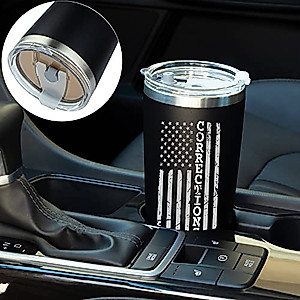 JENVIO Correctional Officer Gifts - 20 Ounce Stainless Steel Hot/Cold Travel Tumbler/Mug with lid and 2 straws for Coffee Cup - Fathers Day Corrections Accessories | Prison Guard Gift