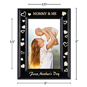 Hohomark First Mothers Day Picture Frames for Mom from Baby, Mommy and Me 1st Mothers Day Photo Frames, 6"x8", Black Wood Frame, Holds 3.5"x5.5" Photo