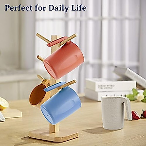 Wrova 16oz Wheat Straw Cups with handles set of 6-Plastic Cups Reusable-Unbreakable Wheat Straw Cups-Dishwasher Safe & Microwave Safe-Ideal Mugs for Tea,Coffee,Camping,RV-Vibrant Color