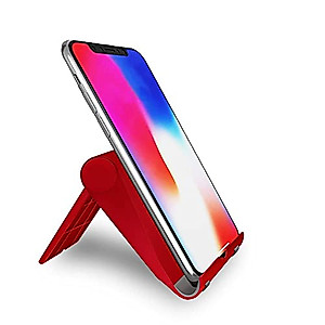 Adjustable Cell Phone Stand for Desk, Portable Phone Holder Compatible with Most iPhone, Samsung and Other Smartphones - Red