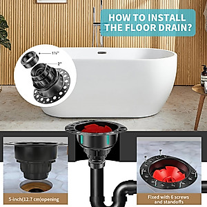 Freestanding Tub Drain Rough-in Kit,Bathtub Drain Kit with Brass Tail Pipe and ABS Plastic Adapter, compatible with all freestanding bathtubs,Floor Mounted Bathtub and Copper Bathtub