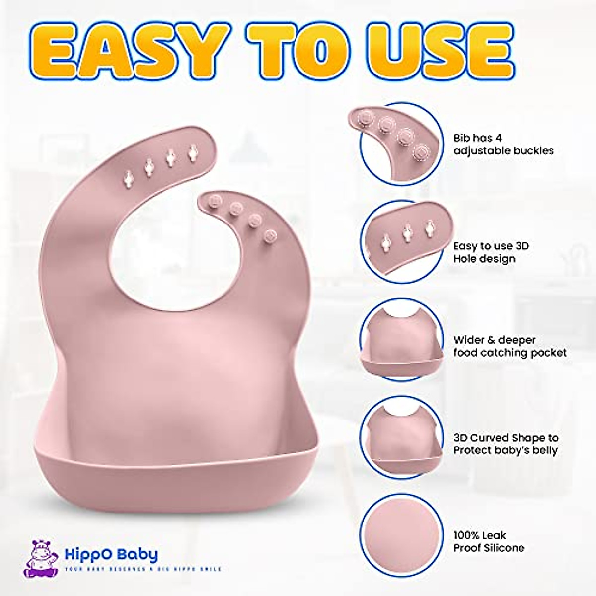 HippoBaby Silicone Baby Feeding Set | 10 Piece Baby Led Weaning Supplies | Toddler Plates Bowls Set with suction | Self Feeding Spoons | Plates for Baby Utensils | Toddler Feeding Supplies