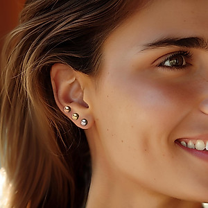 Ross-Simons Tri-Colored Gold Jewelry Set: 3 Pairs Of 6mm Ball Stud Earrings