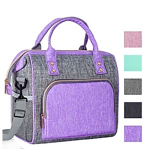 IDEATECH Lunch Bags for Women, Insulated Lunch Bag for men, Large Reusable Tote Bag, Leakproof Cooler Lunch Bags for Work, Cute Reusable Lunch Bags, Womens Lunch Bag for Office Picnic(Purple)