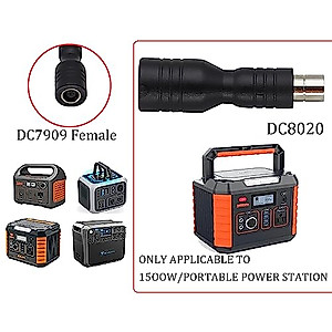 HCFeng DC 8020 Male to DC 7909 Female Adapter DC 8mm x 2mm to DC 7.9mm x 0.9mm DC8mm Connector with Silicone Clasp for Solar Panel RV Portable Power Station Ex-plo-RER 1500/2000[1pack+Clasp]
