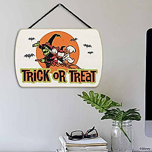 Disney 100th Anniversary Trick or Treat Halloween Hanging Wood Wall Decor - Spooky Halloween Sign Featuring Huey, Dewey and Louie
