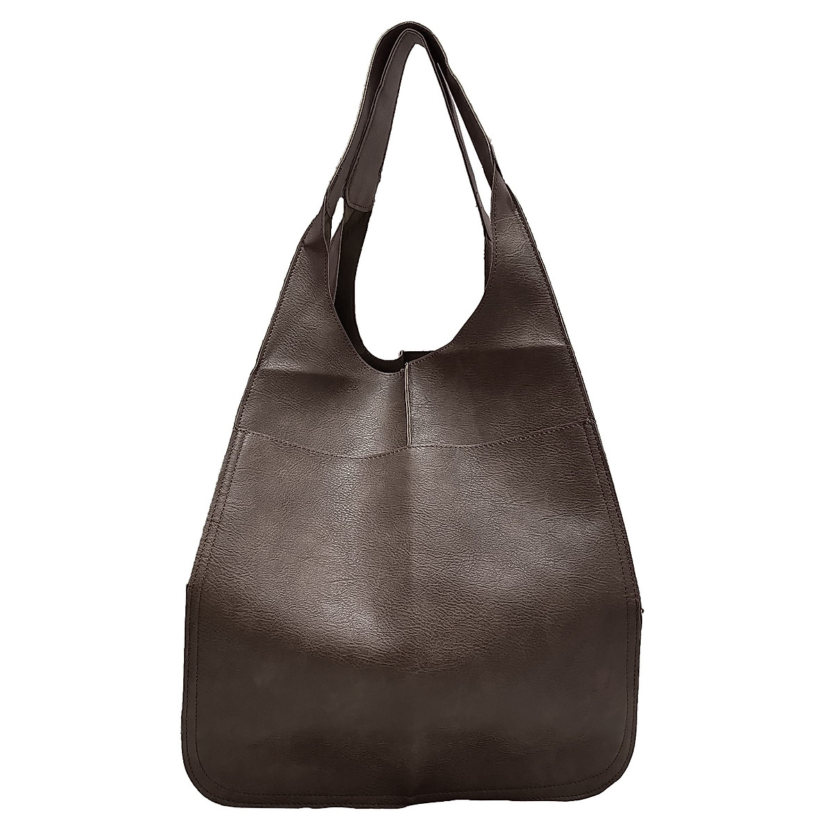 Qunsia Oversized Soft Leather Shoulder Bag Foldable Hobo Bag Weekend Travel Tote (Coffee)