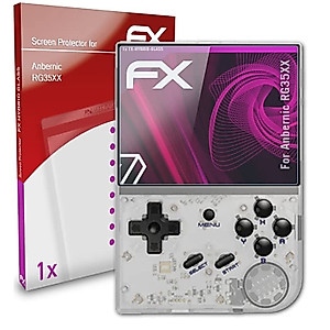 atFoliX Plastic Glass Protective Film compatible with Anbernic RG35XX Glass Protector, 9H Hybrid-Glass FX Glass Screen Protector of plastic